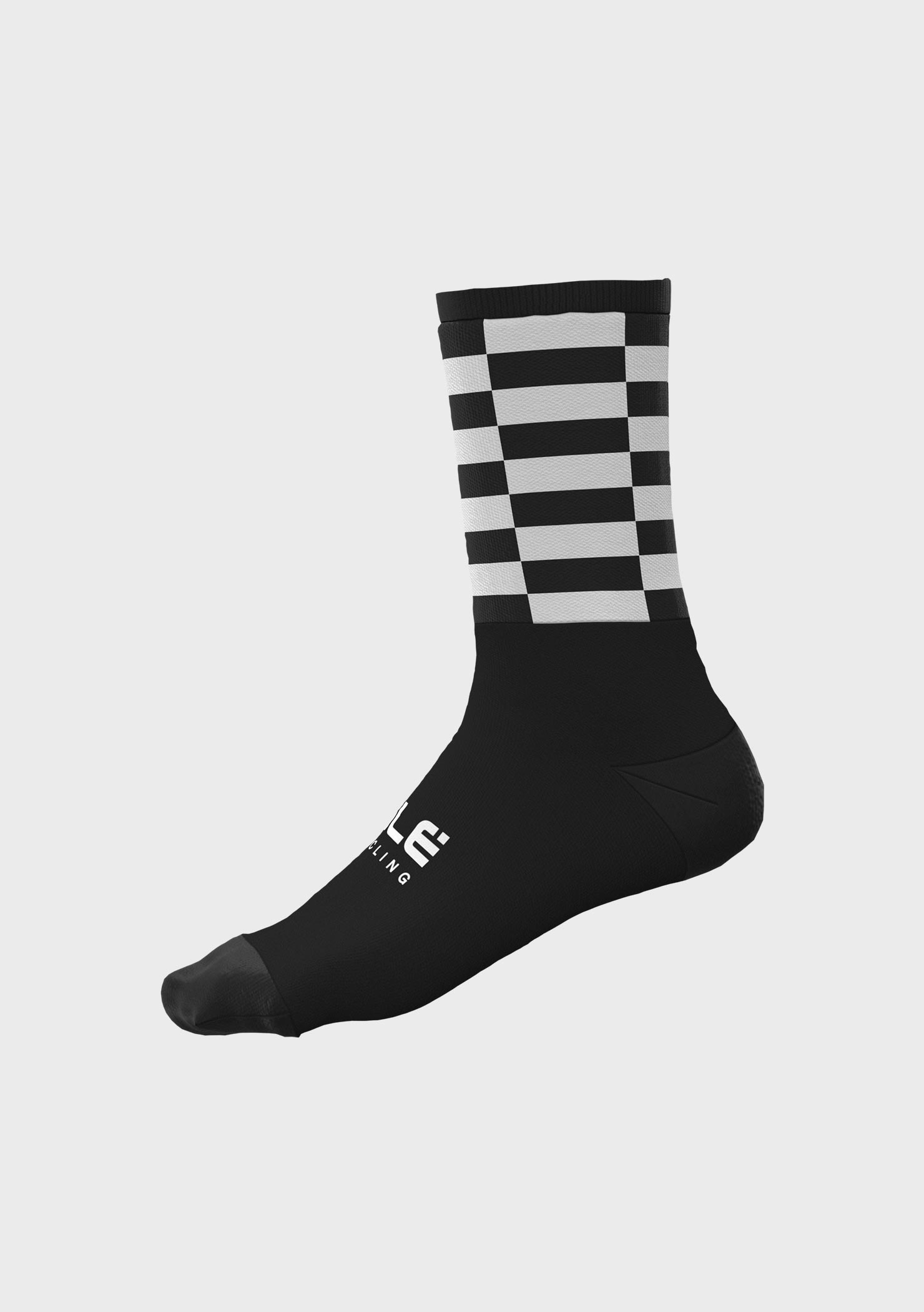 CHECKER WOOL SOCK 18CM Black White